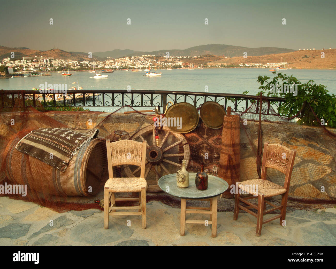 Traditional Turkish Scene Above Gumbet Bay Near Bodrum Turkey Stock ...