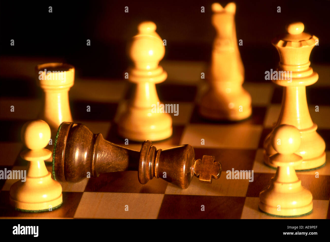 Chess Pieces Lying On Chess Board High Resolution Stock Photography and ...