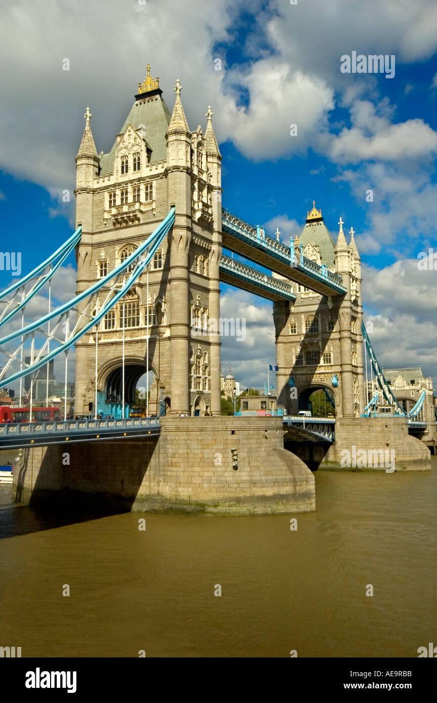 tower bridge portrait day sunny blue sky london england uk Stock Photo ...