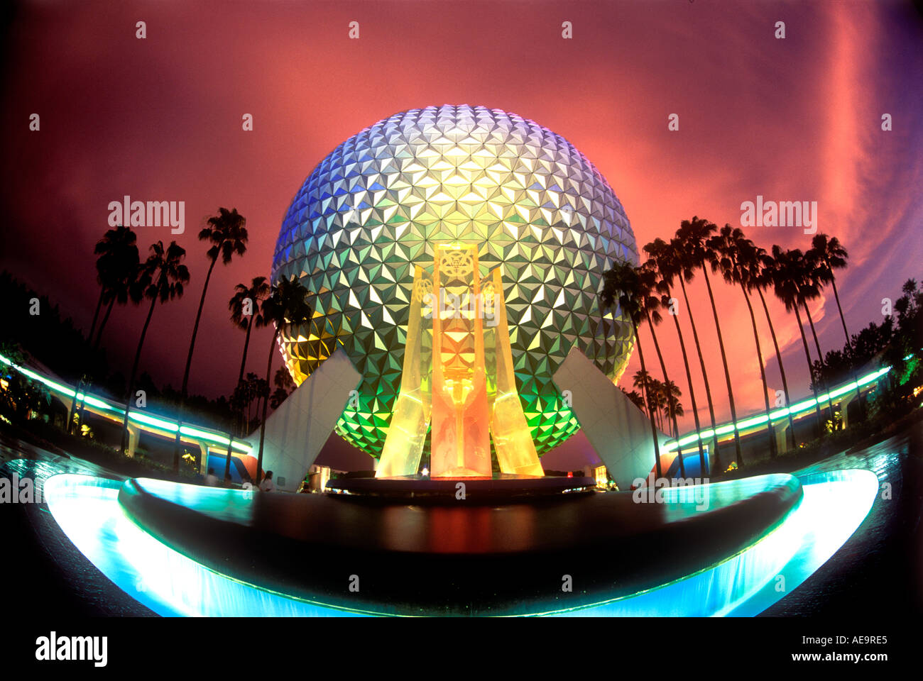 epcot disney florida usa night stormy sky Stock Photo - Alamy