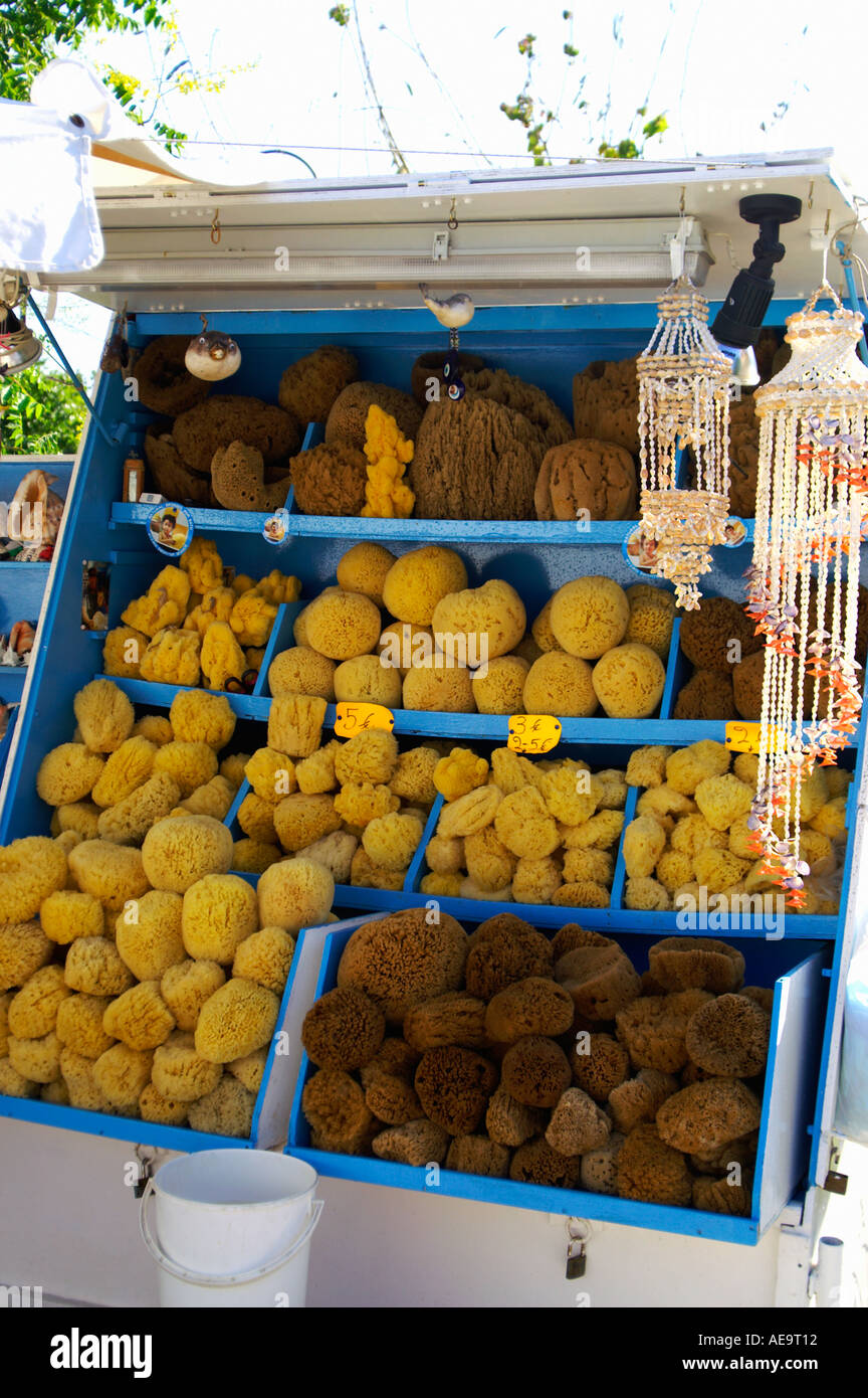 Sponge stall on the Greek Island of Kalymnos Stock Photo - Alamy