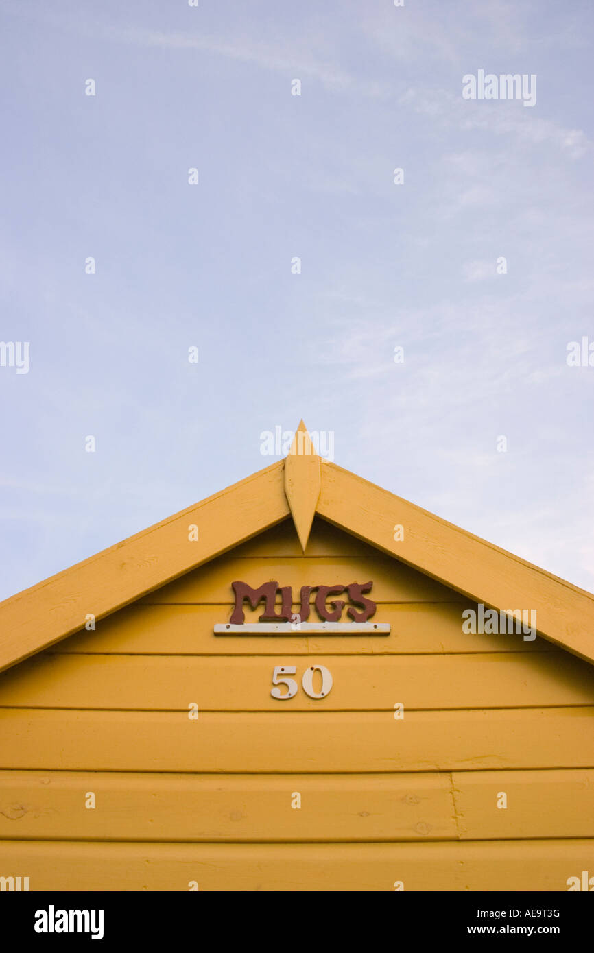 Coloured beach hut in Calshot , Solent , Hampshire , England , UK Stock ...