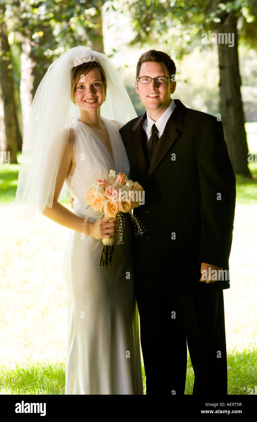 Portrait of bride and bride groom taken on their wedding day Stock ...