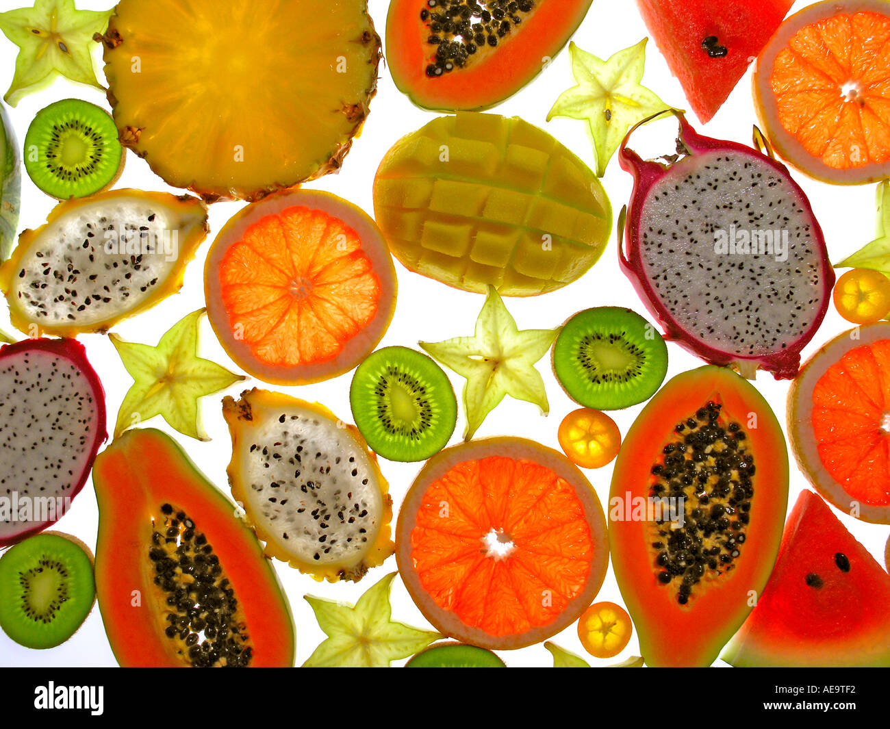 Sliced tropical fruits Stock Photo - Alamy Sliced tropical fruits Stock Photo - Alamy