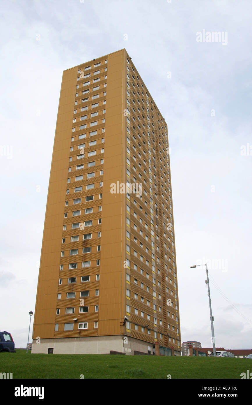 Residential tower block in Red Road housing estate Glasgow April 2006 ...