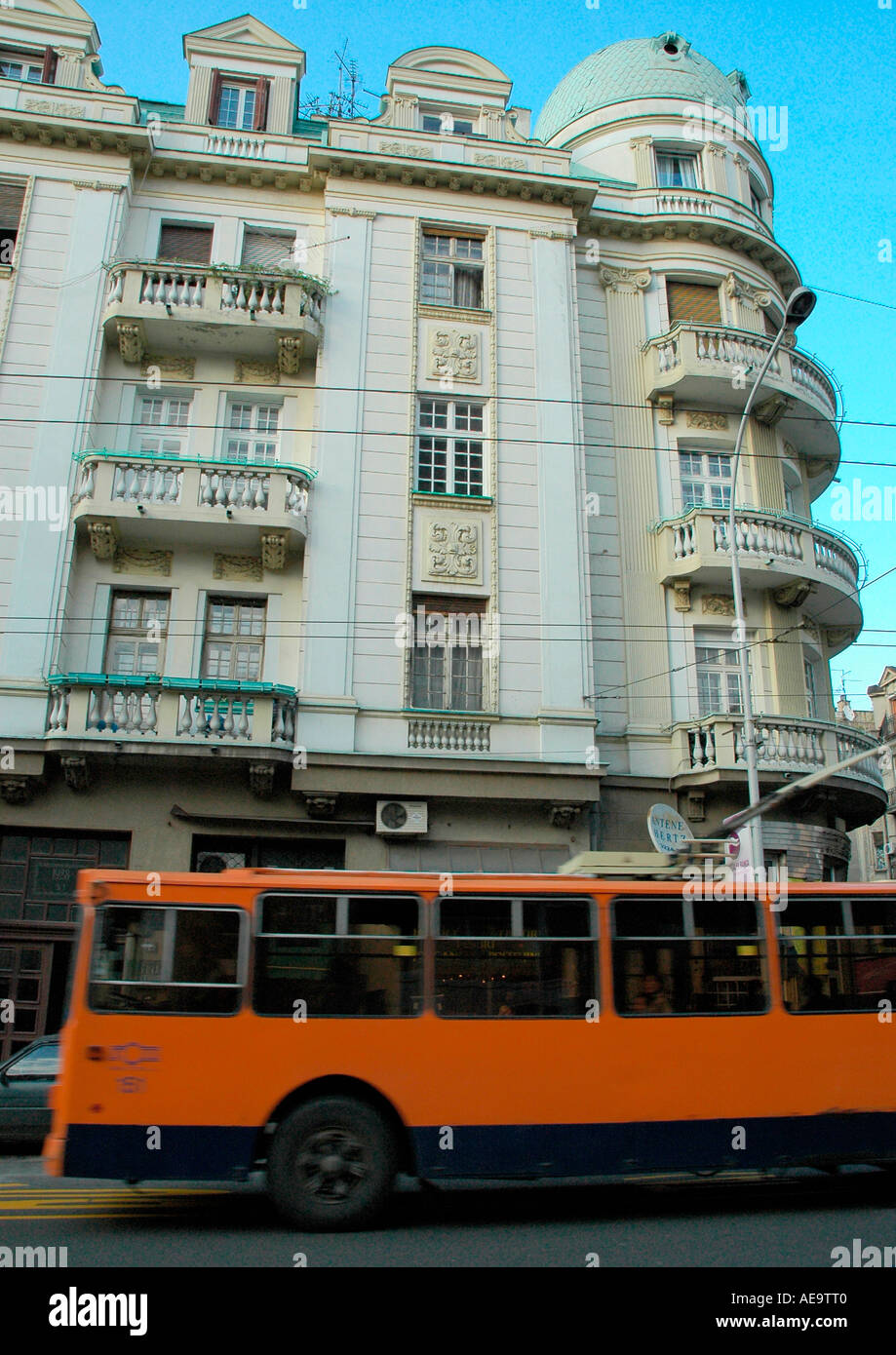 Apartment Block and orange tram Belgrade Serbia and Montenegro Stock ...