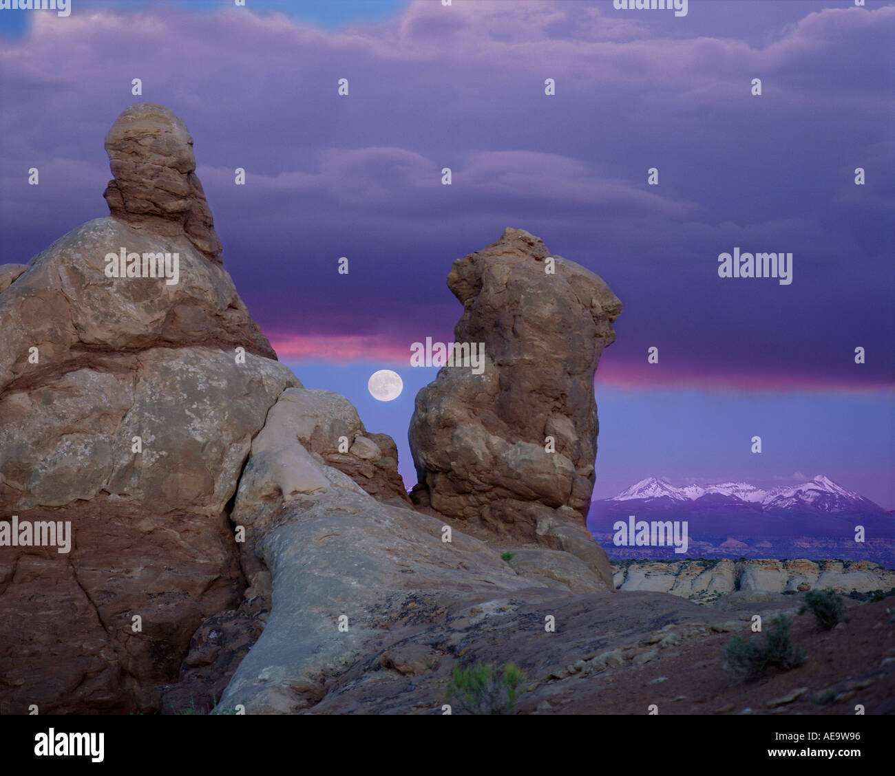 Full Moon Arches National Park Utah USA Stock Photo - Alamy