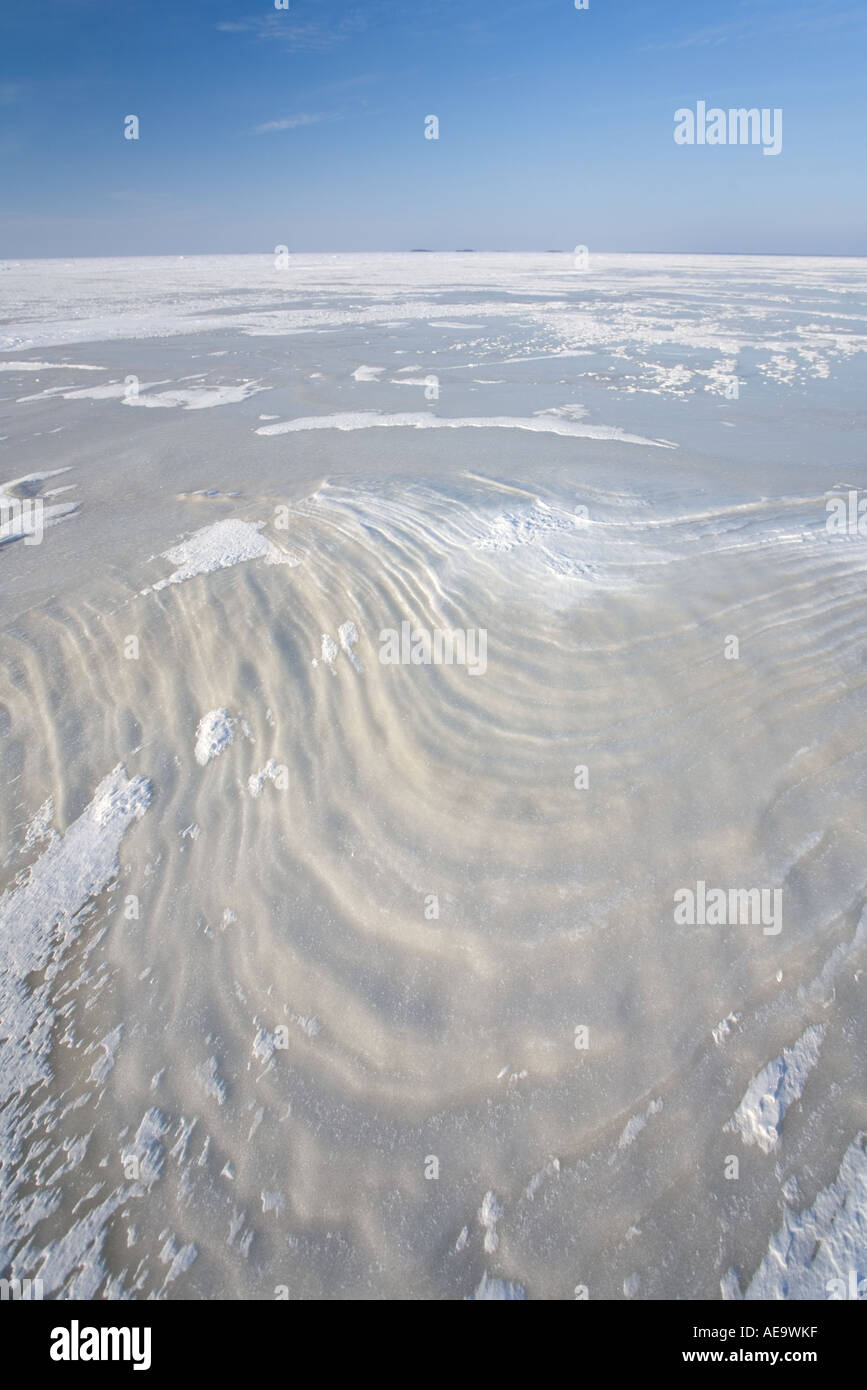 Wavy pattern formed to sea ice from freezing water at Baltic Sea , Gulf ...