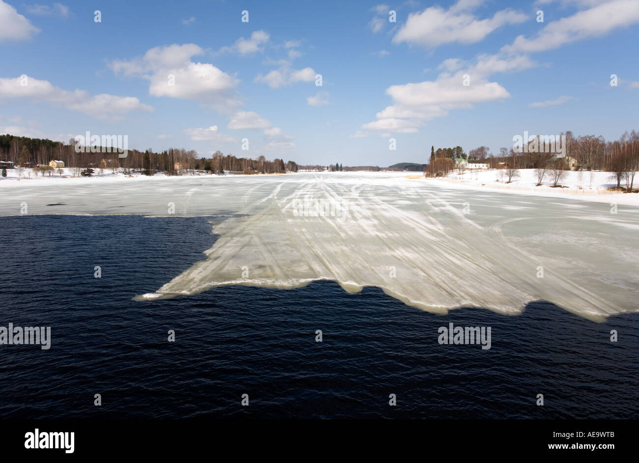 River ice melting at Spring thaw , Finland Stock Photo - Alamy