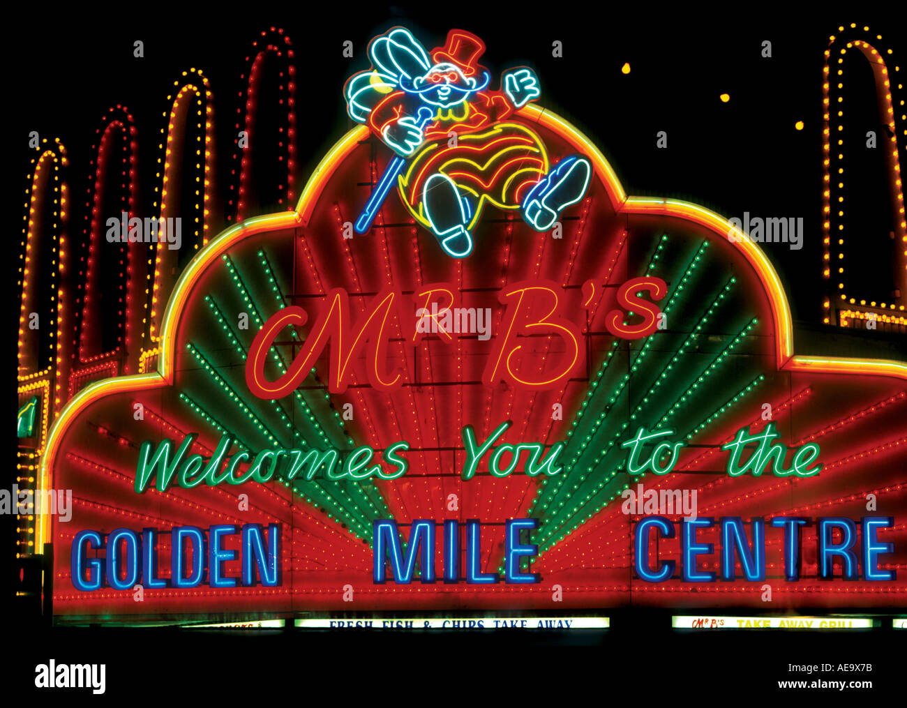 neon sign blackpool golden mile lancashire england uk Stock Photo - Alamy