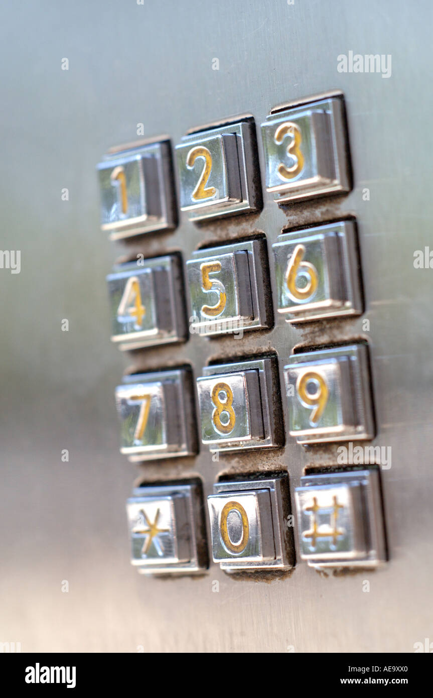 Vertical close up of numbered keypad entry system Stock Photo - Alamy