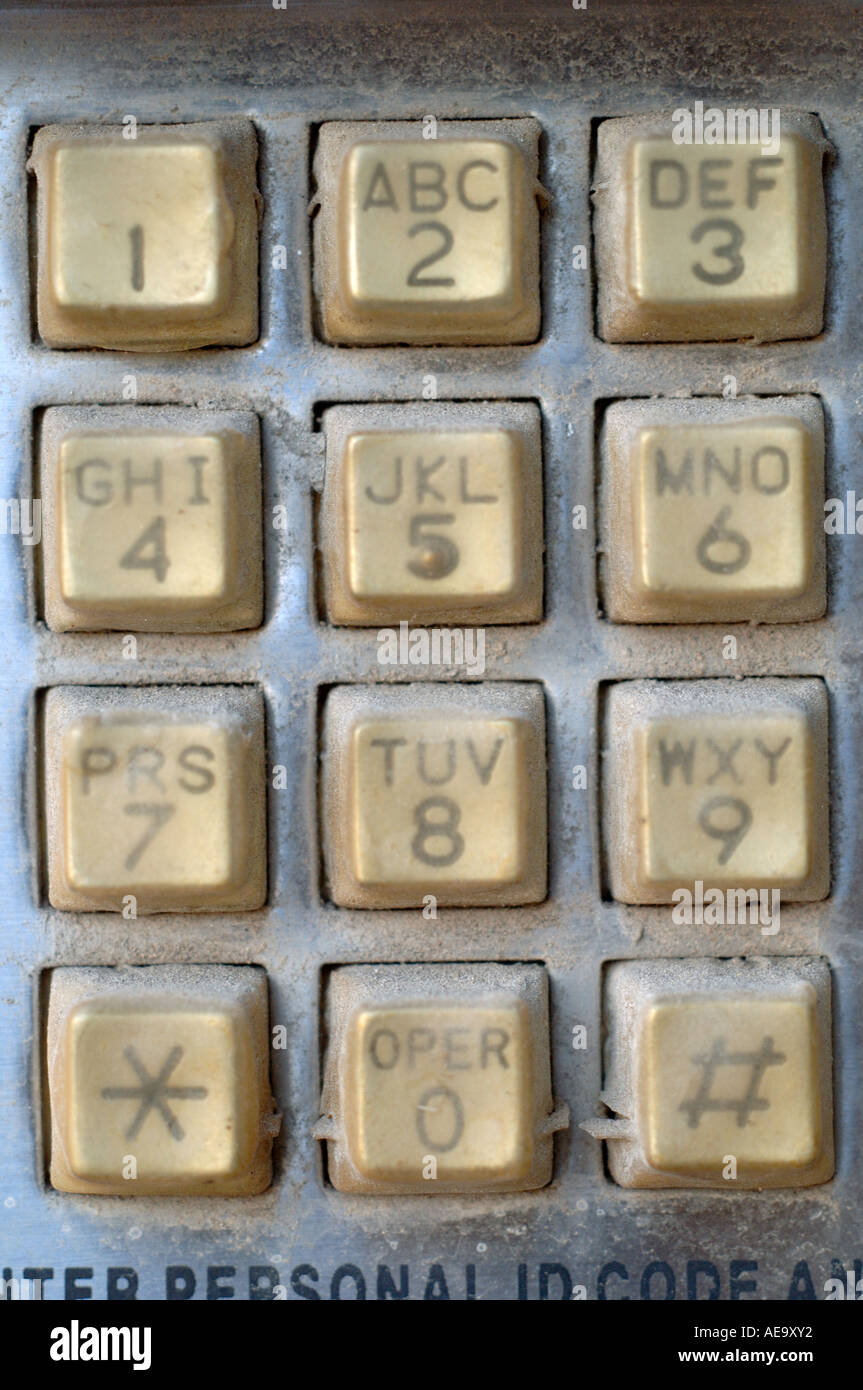 Vertical close up of dusty numbered keypad entry system Stock Photo - Alamy
