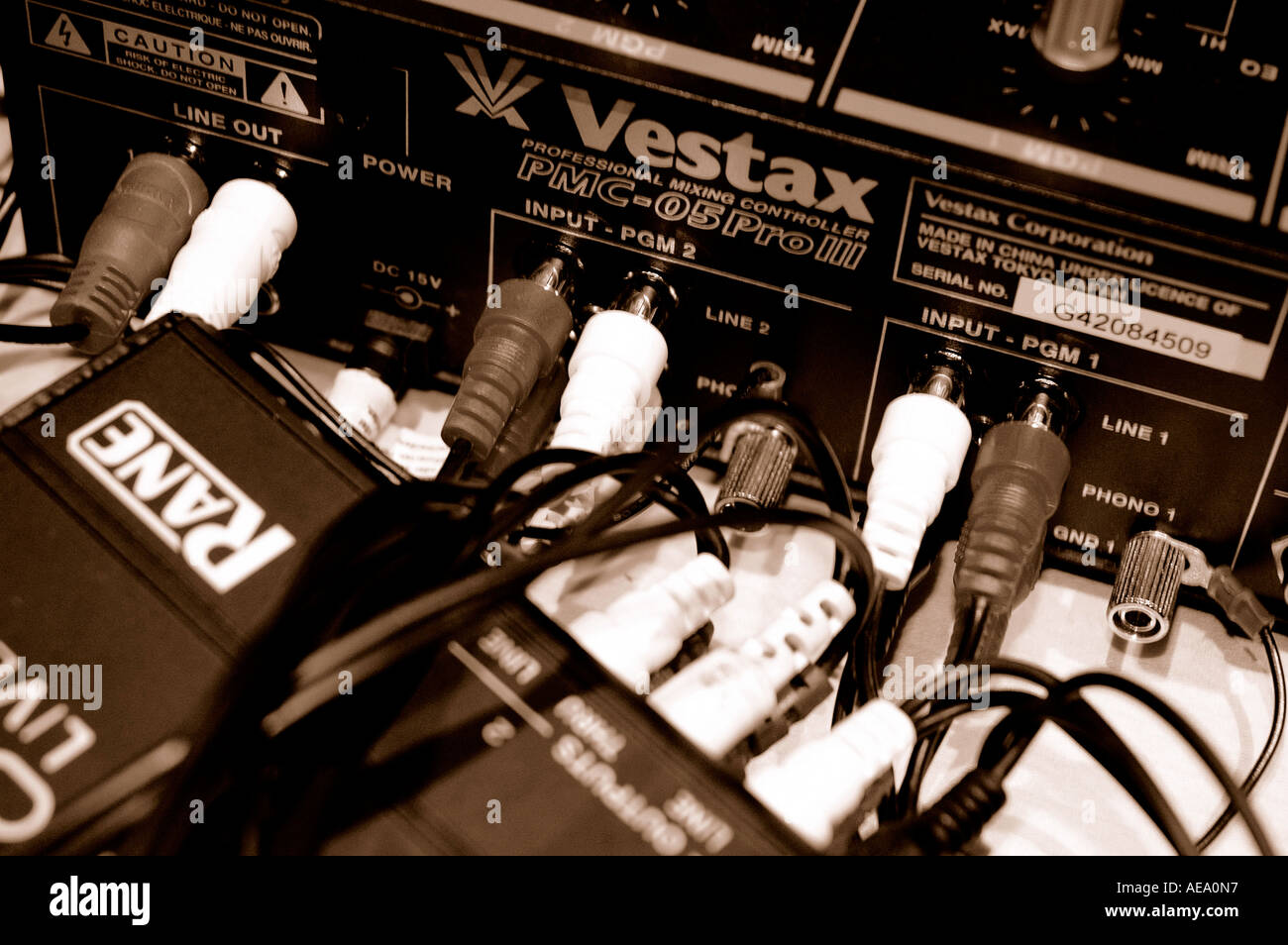 Wires back of sampler Stock Photo - Alamy