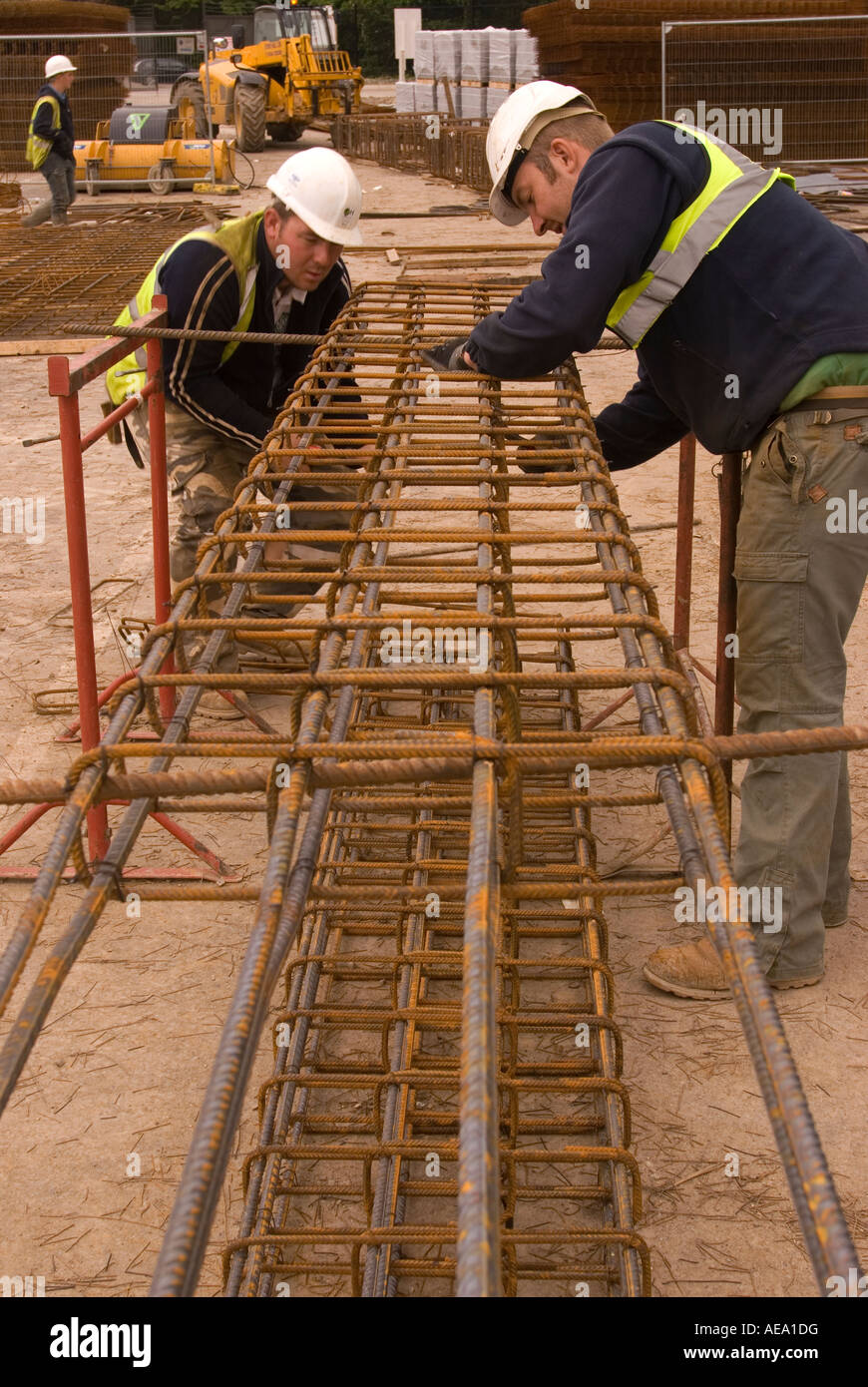 Steel workers working on Construction site near Milton Keynes, UK Stock ...