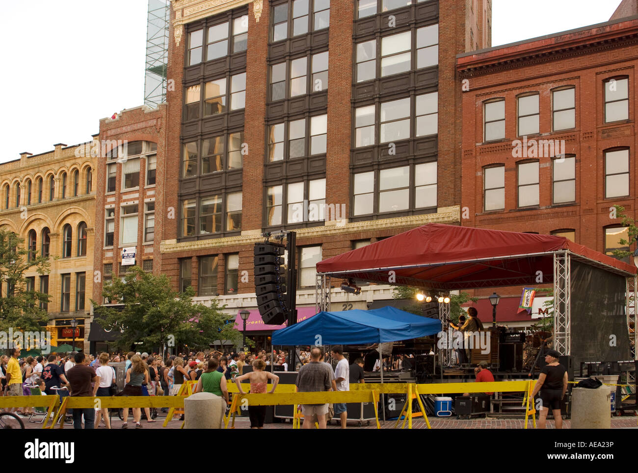 Monument Square concert, Portland, Maine Stock Photo - Alamy