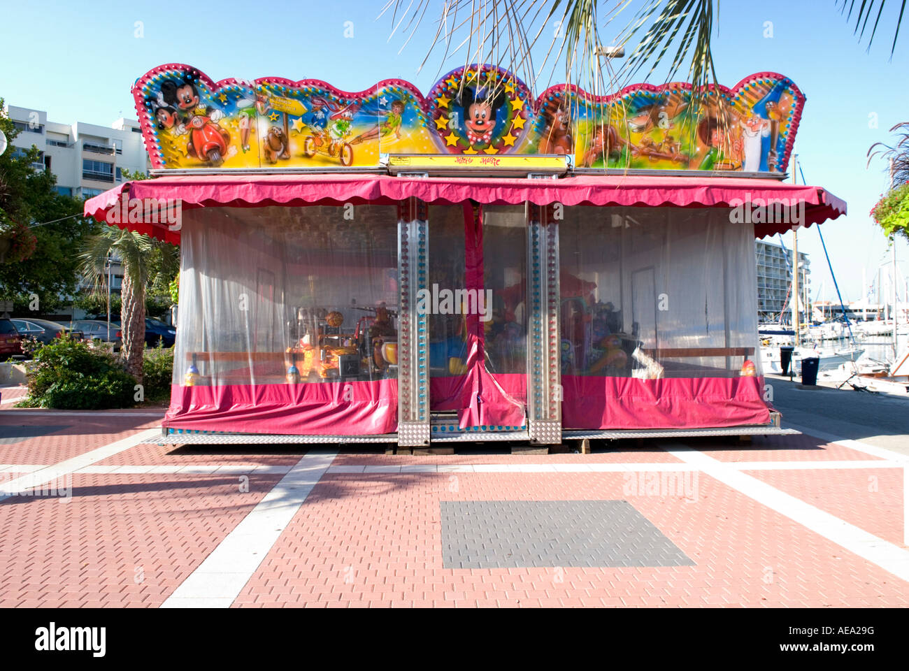 a closed merry go round in Carnot marina in southern france Stock Photo ...