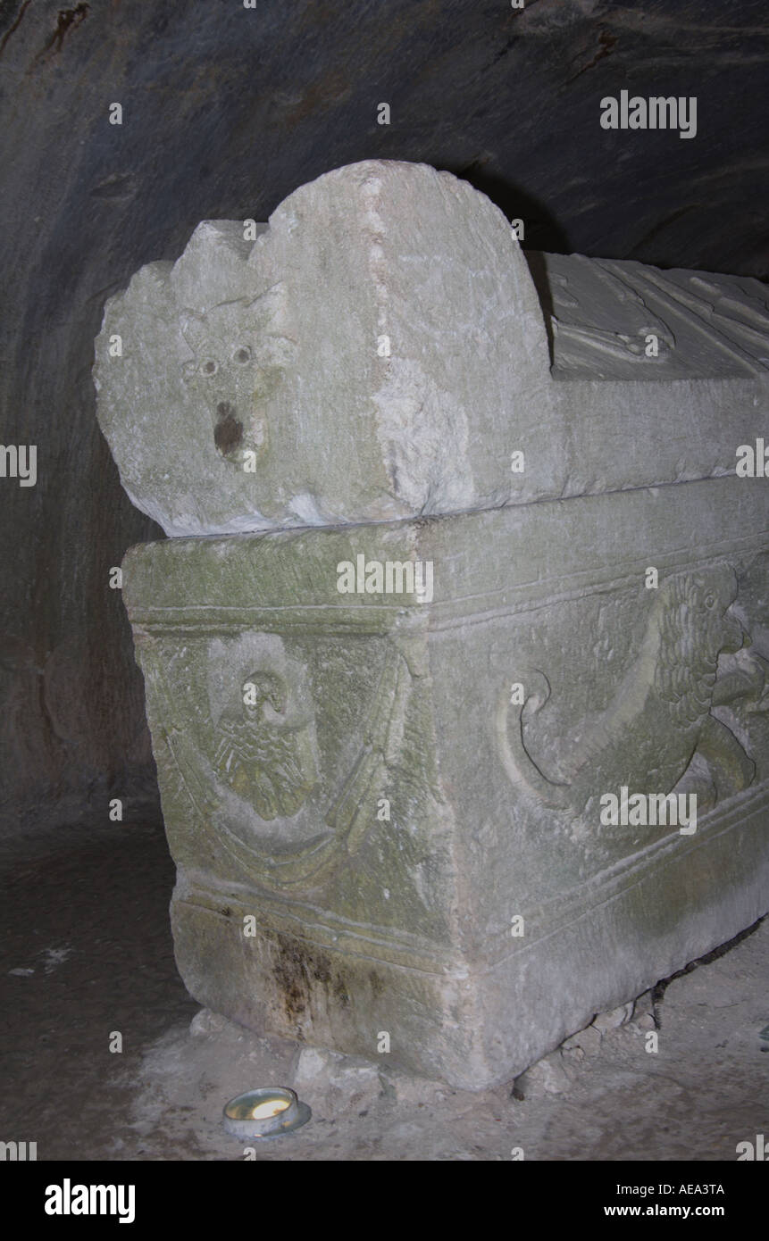 sarcophagi at Rabbi Yehuda Hanasi s catacomb at Beit Shearim Israel ...