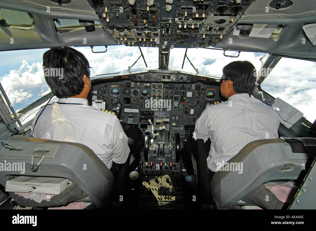 Portrait of a pilot work in their civilian aircraft cockpit Stock Photo ...