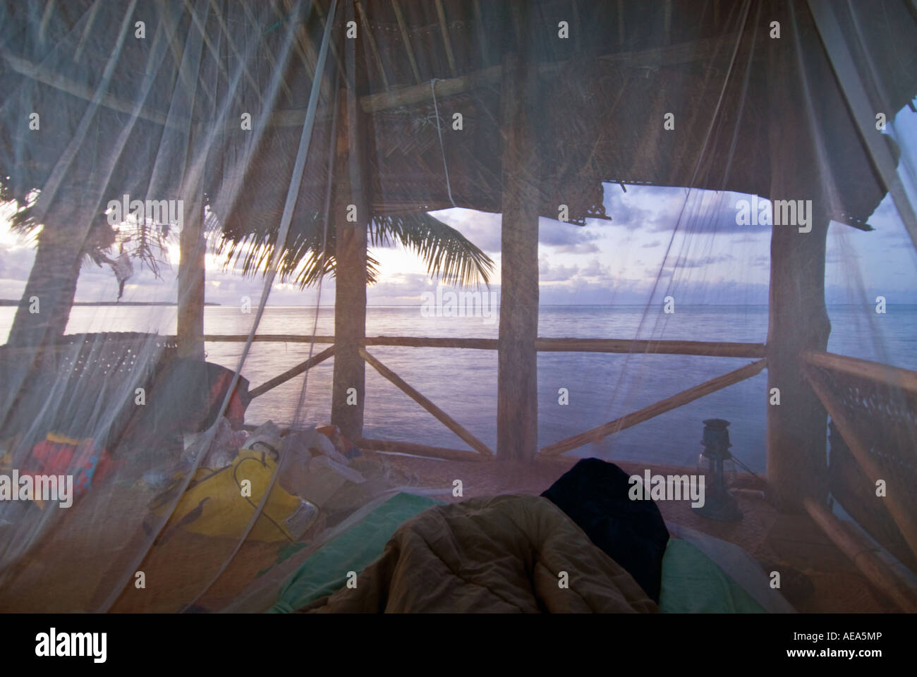 inside a typically FALE on beach beachfale SAMOA UPOLU namua island NE ...