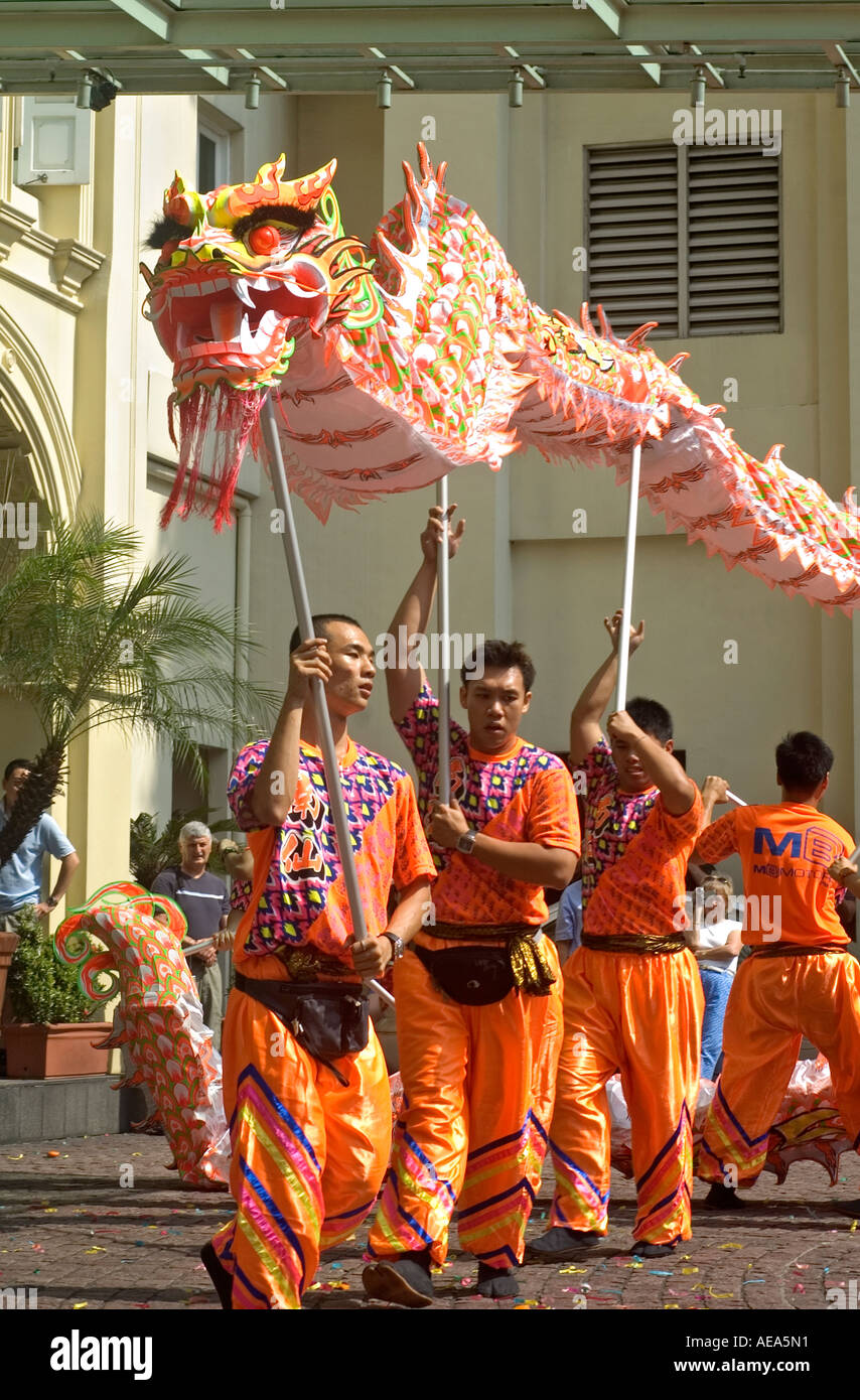 Professional dancers doing a Dragon Dance for the Chinese New Year ...