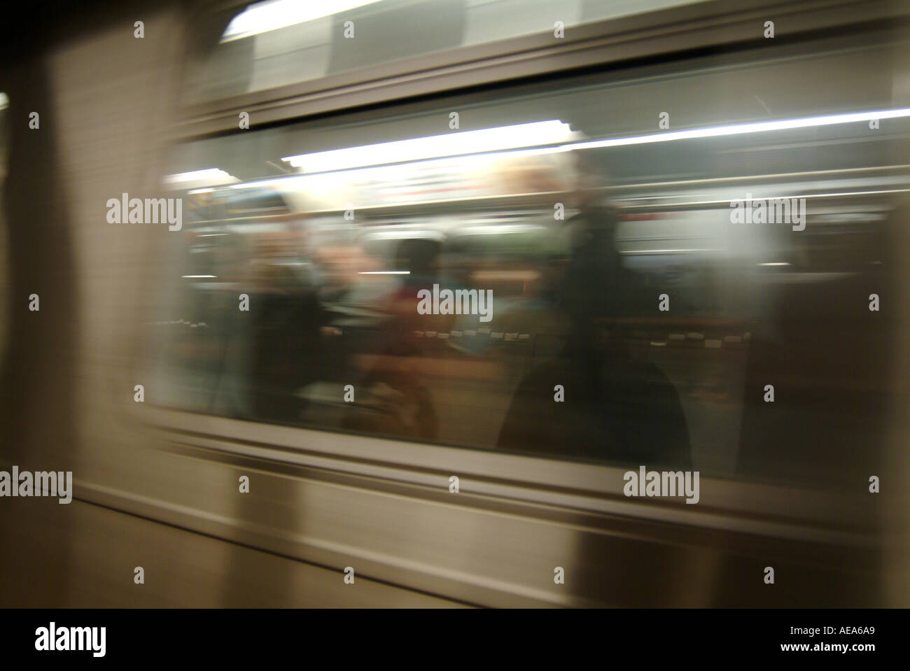 Moving subway train New York City Stock Photo - Alamy