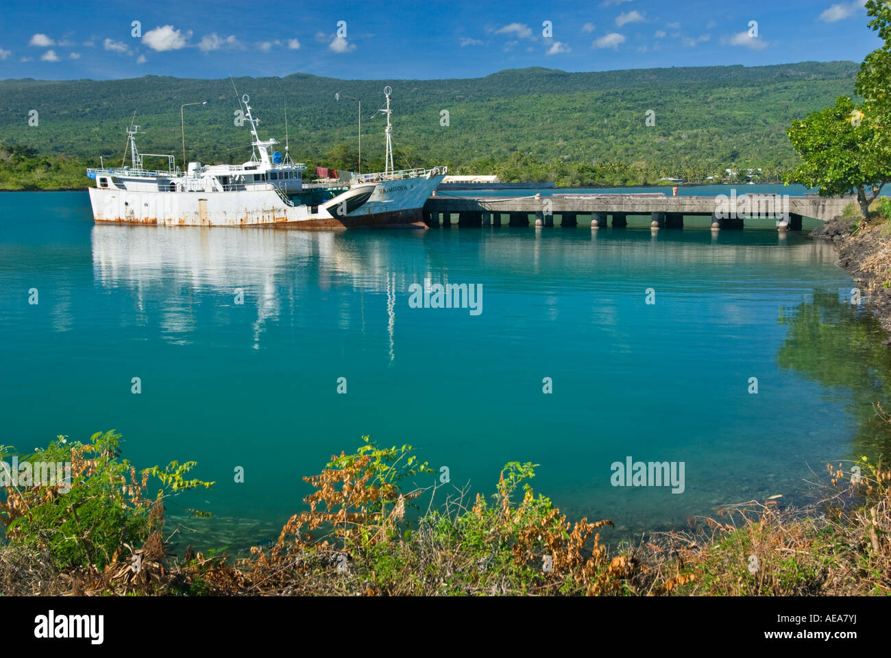 Samoa Islands ASAU Harbor Savaii location port ship boat abandoned ...