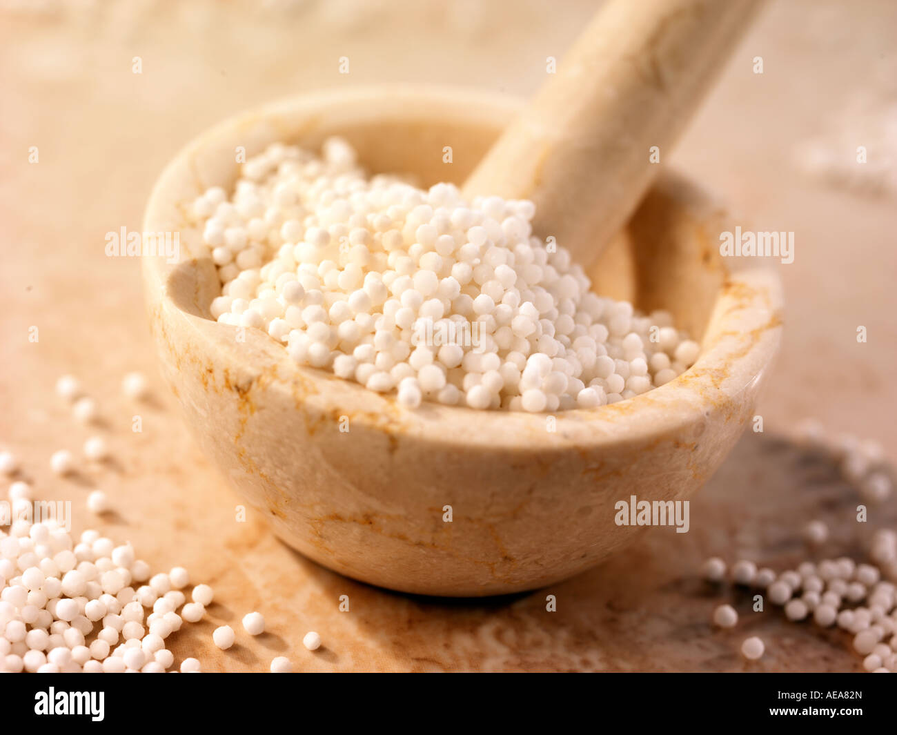 SAGO SEEDS IN PESTLE AND MORTAR Stock Photo - Alamy
