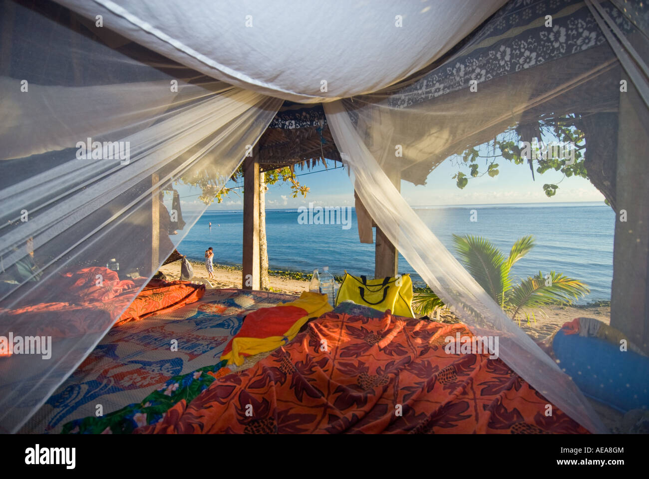 inside a typically FALE on beach beachfale SAMOA SAVAII south coast ...