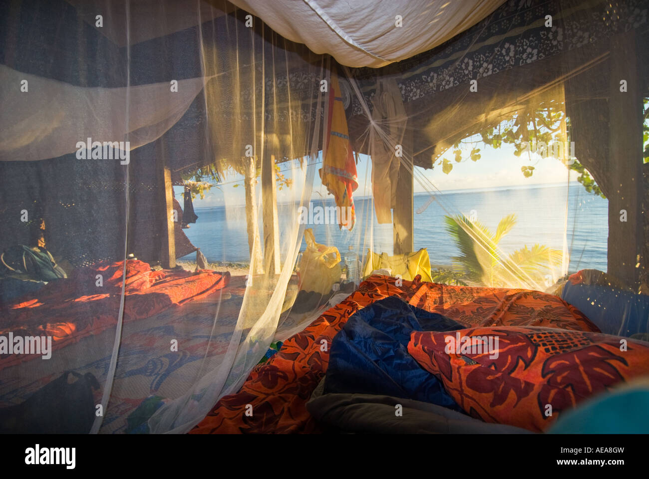 inside a typically FALE on beach beachfale SAMOA SAVAII south coast ...