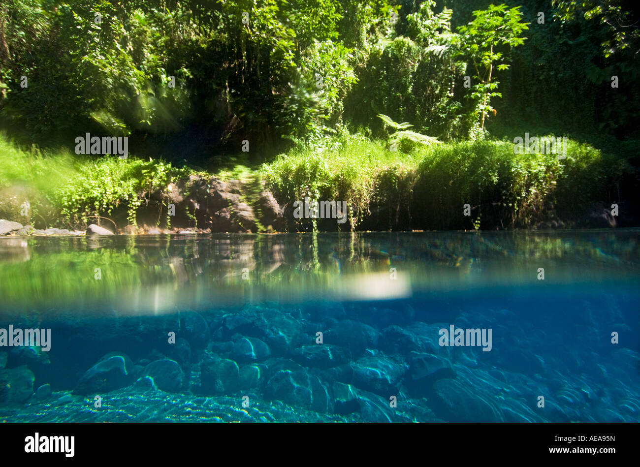 SAMOA Olemoe Falls under water wave underwater blue deep surface ...