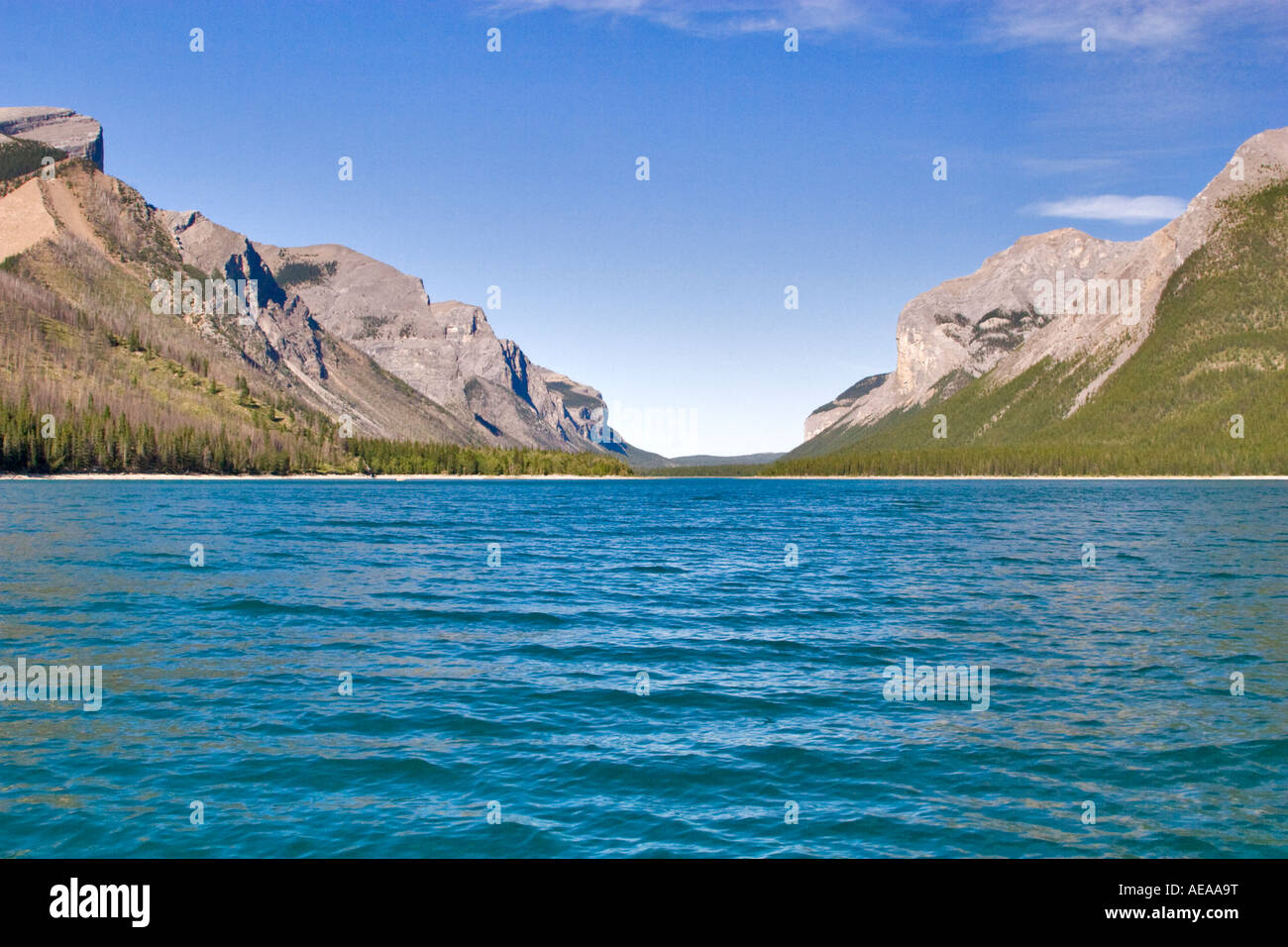 Crystal Blue Water and the Devils Gap at Lake Minnewanka, Banff ...
