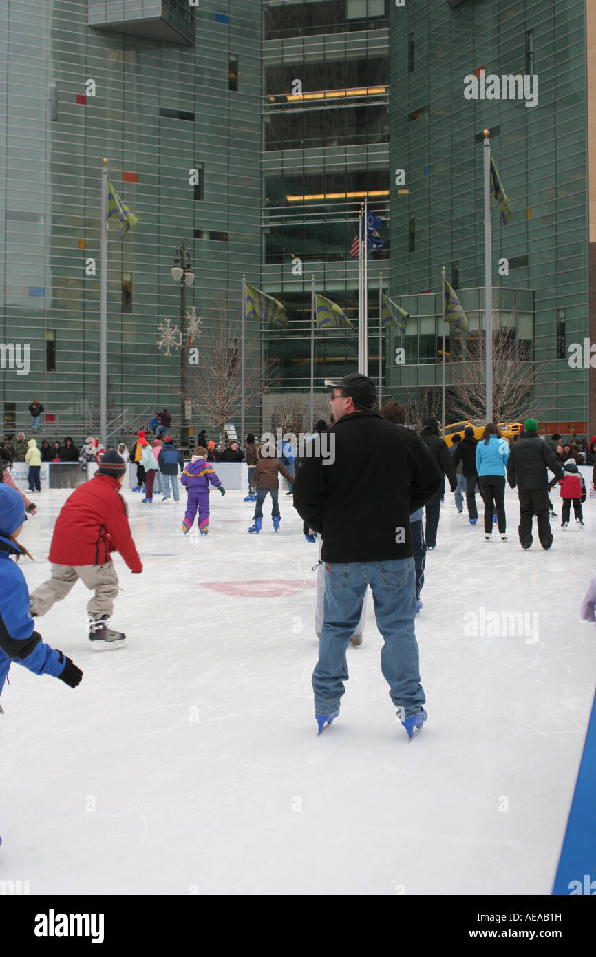 Campus Martius ice rink in Detroit, Michigan Stock Photo - Alamy