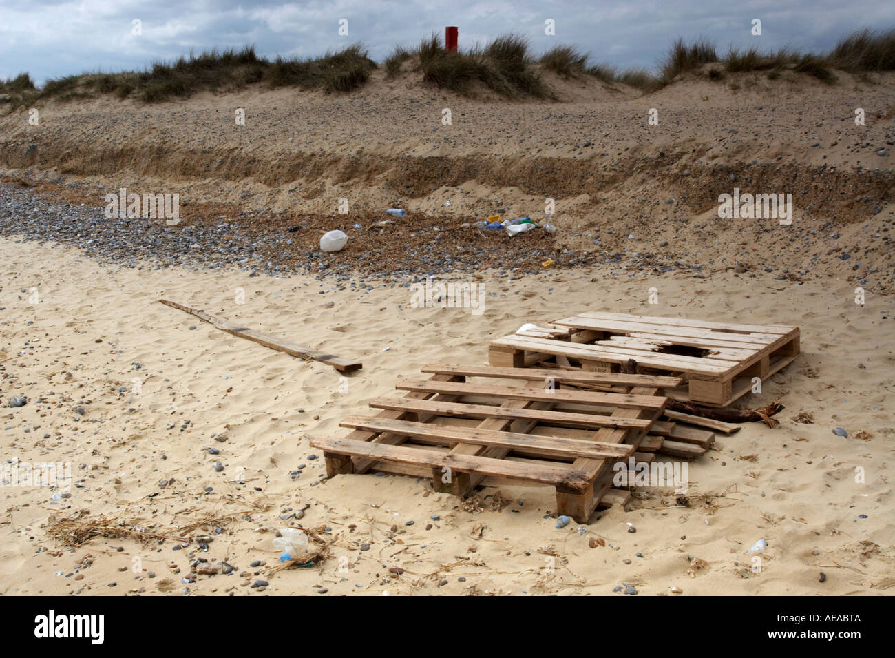 Pallets on Beach Stock Photo - Alamy