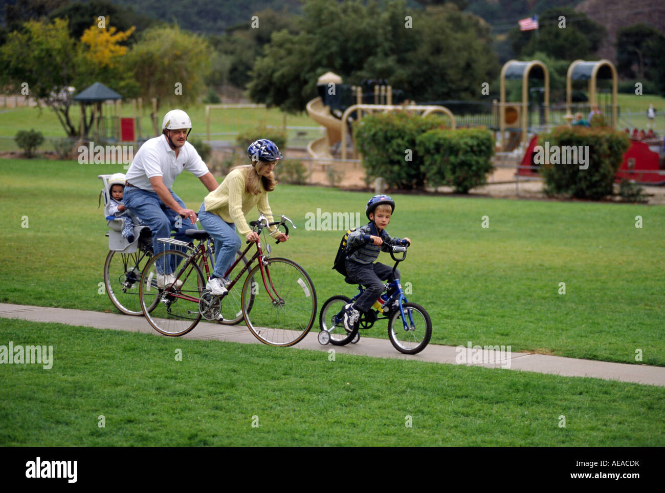 The Whole FAMILY Goes For A Bicycle Ride In A Neighborhood Park MR