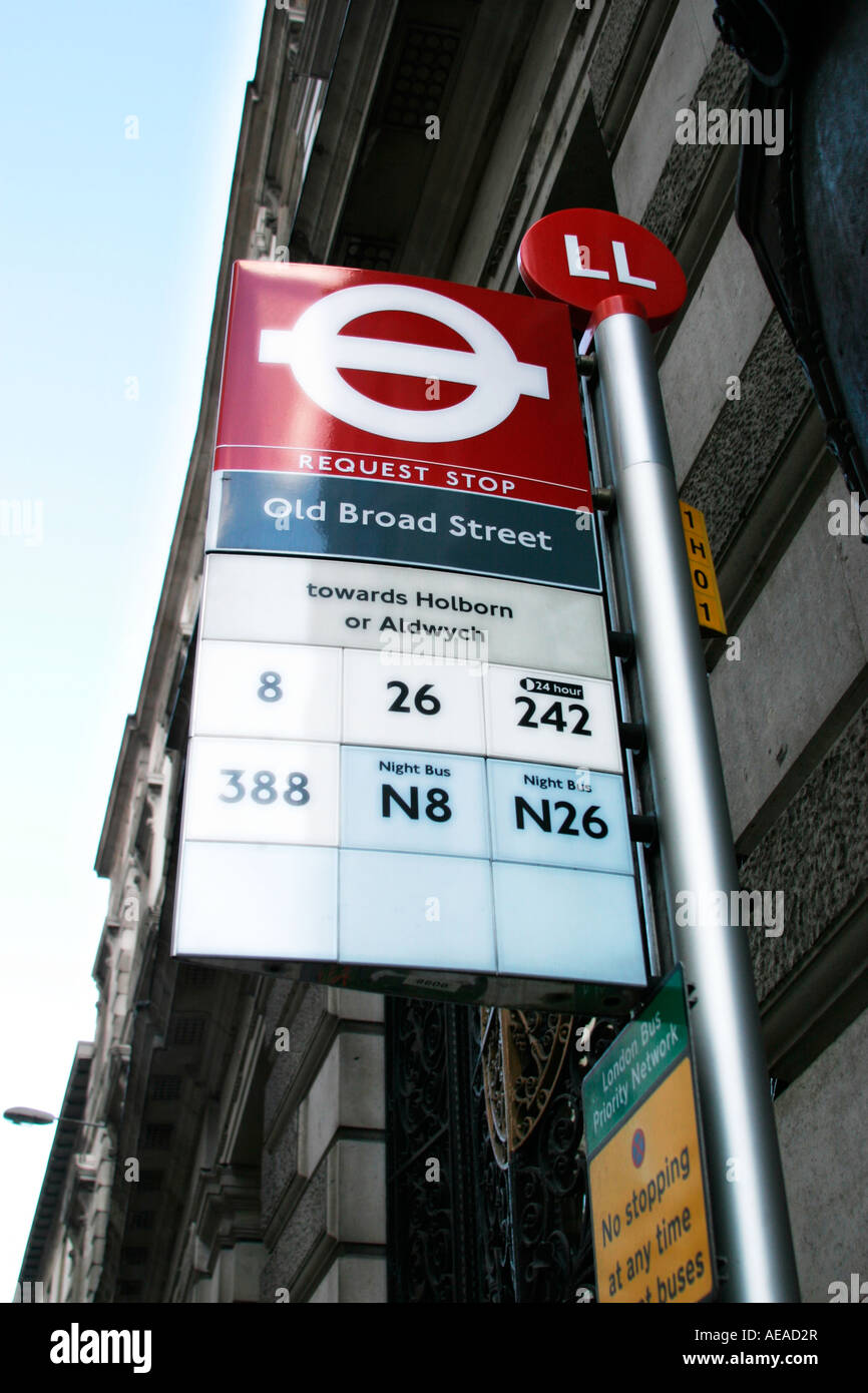 Bus stop sign, London Stock Photo - Alamy