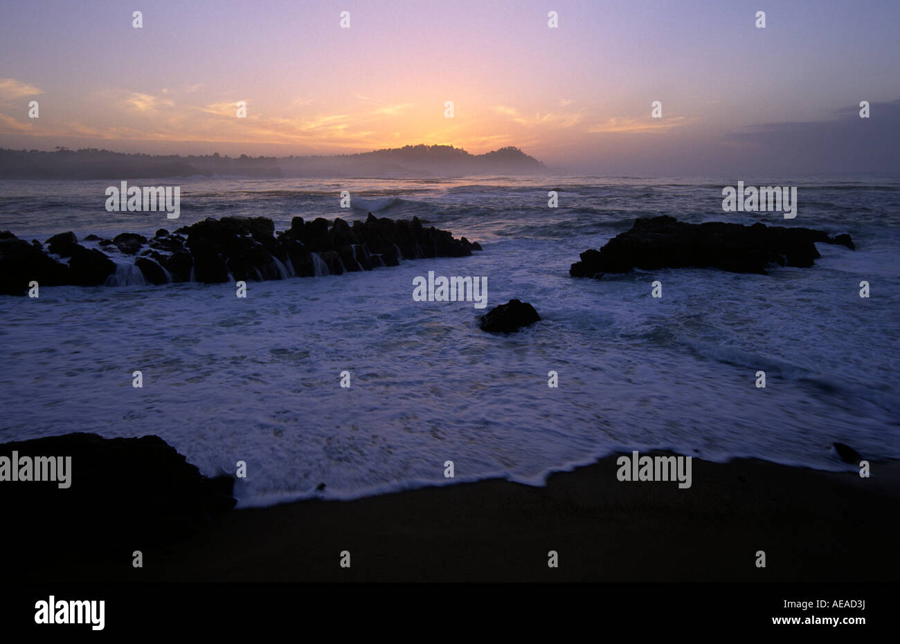 The PACIFIC OCEAN at sunset at POINT LOBOS STATE PARK CARMEL CALIFORNIA ...