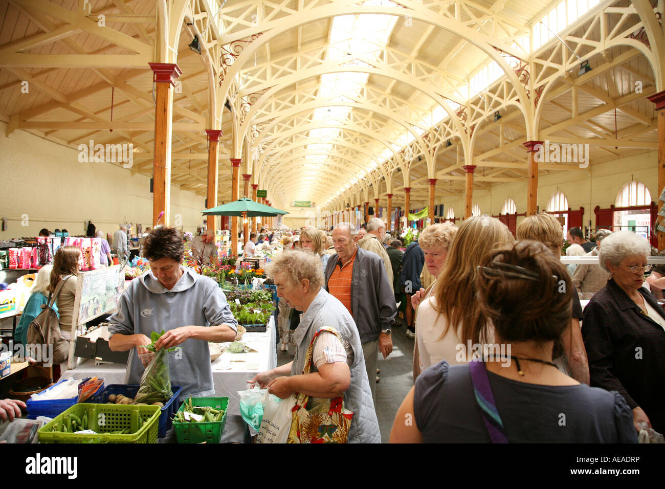the pannier market in barnstaple town center Stock Photo - Alamy