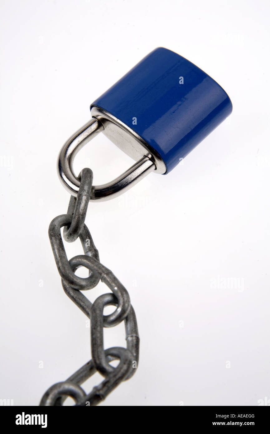Padlock and chain isolated on white background Stock Photo - Alamy