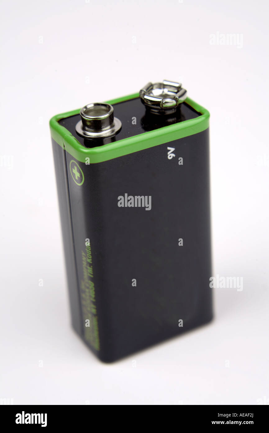 Nine-volt battery isolated Stock Photo - Alamy