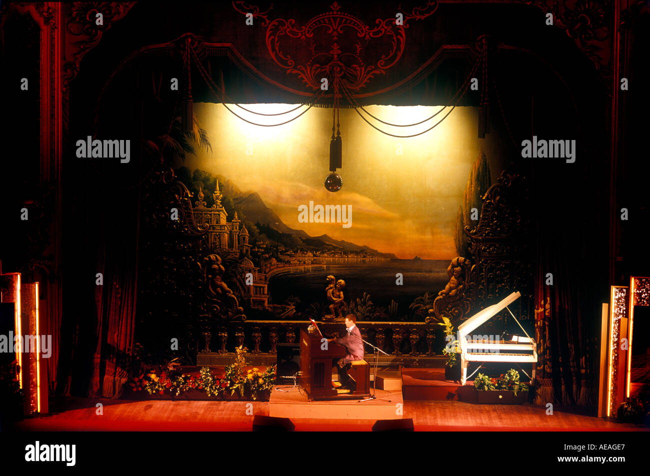 blackpool tower ballroom man musician organ playing stage detail ...