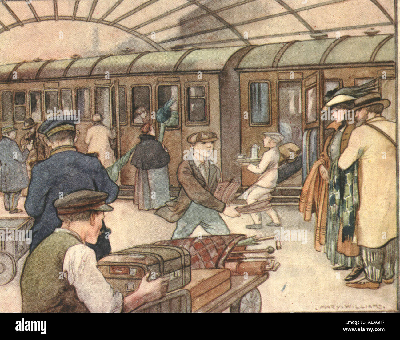 French railway platform circa 1910 Stock Photo - Alamy