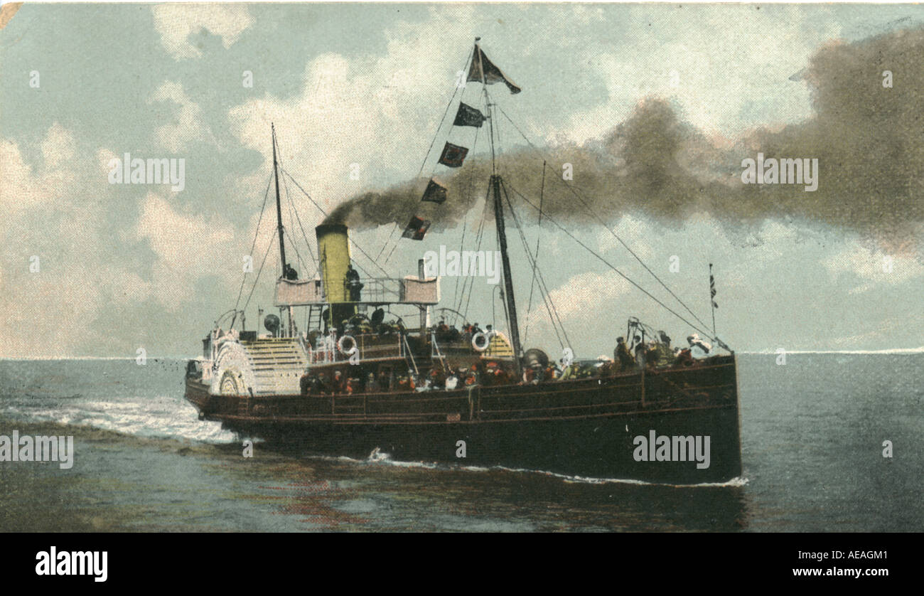 Postcard of paddle steamer S.S. Bickerstaffe postally used 1910 Stock ...