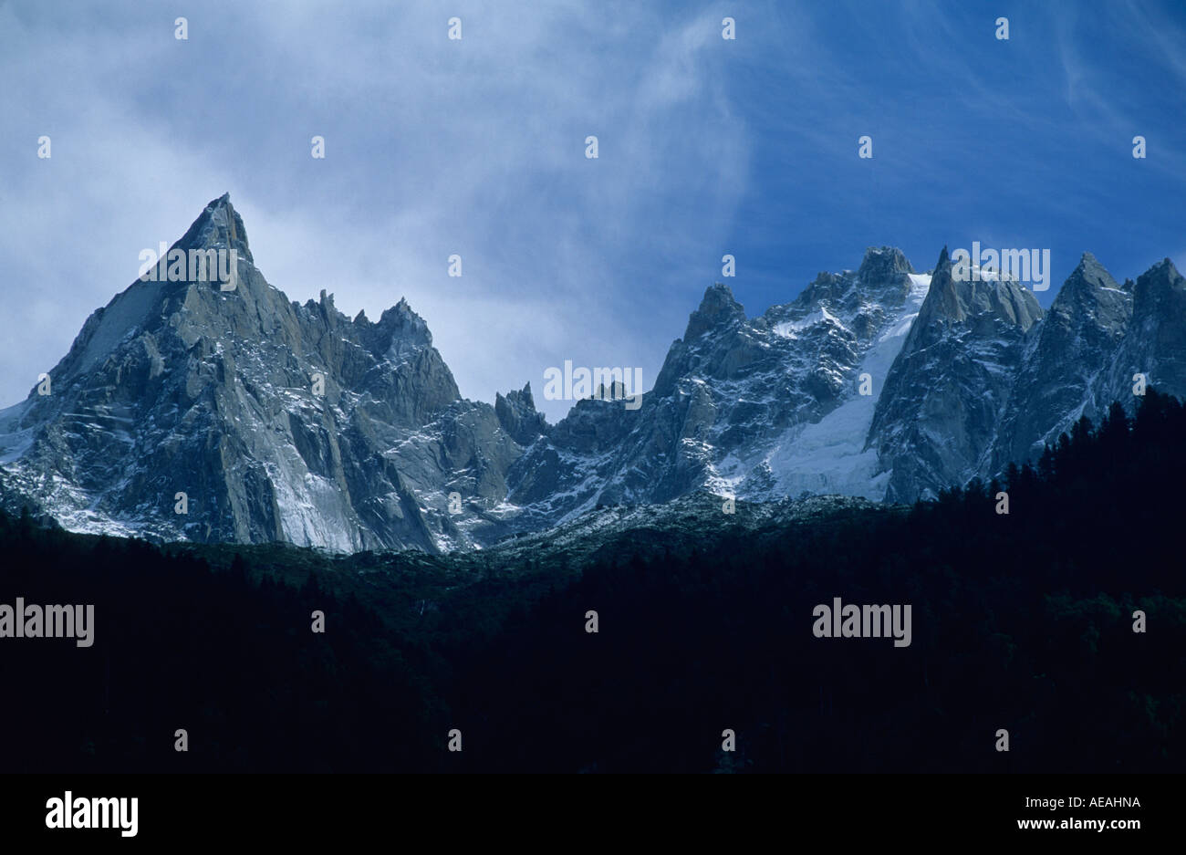Mountain peaks above Chamonix, France Stock Photo - Alamy