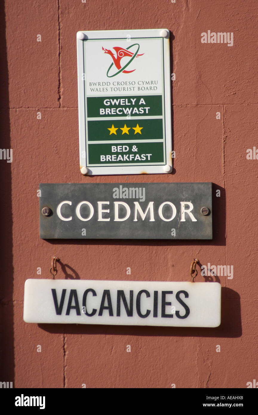 Tourism signs on 3 three star bed and breakfast accommodation Aberaeron ...