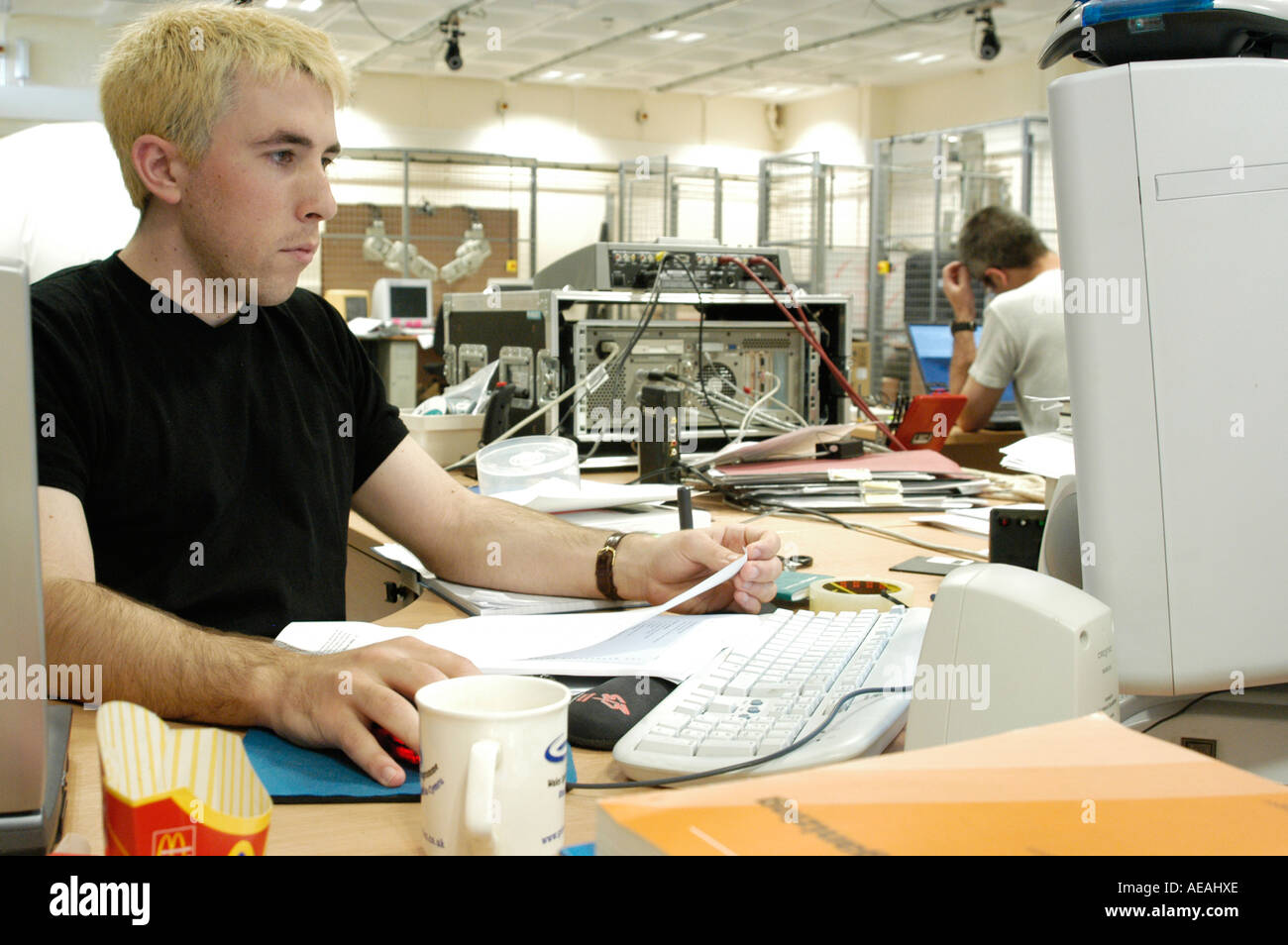 A Young male Computer science postgraduate PhD student doing research ...