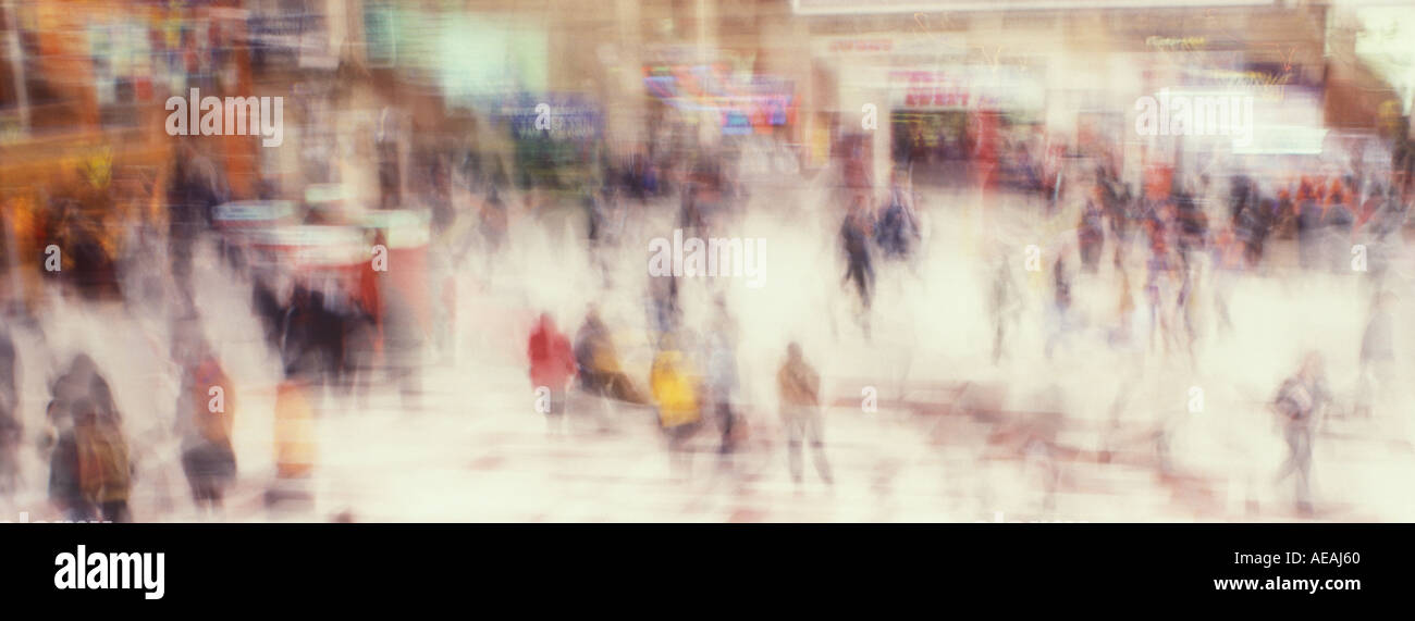 people moving around blurred abstract railway station london england uk ...