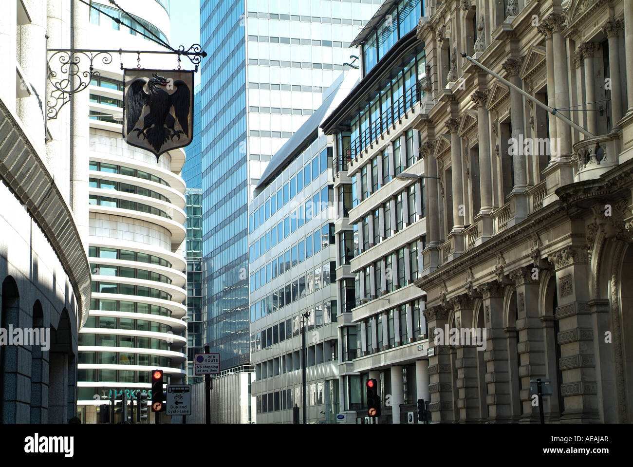 Office blocks with an emblem of dragon in the City of London Stock ...
