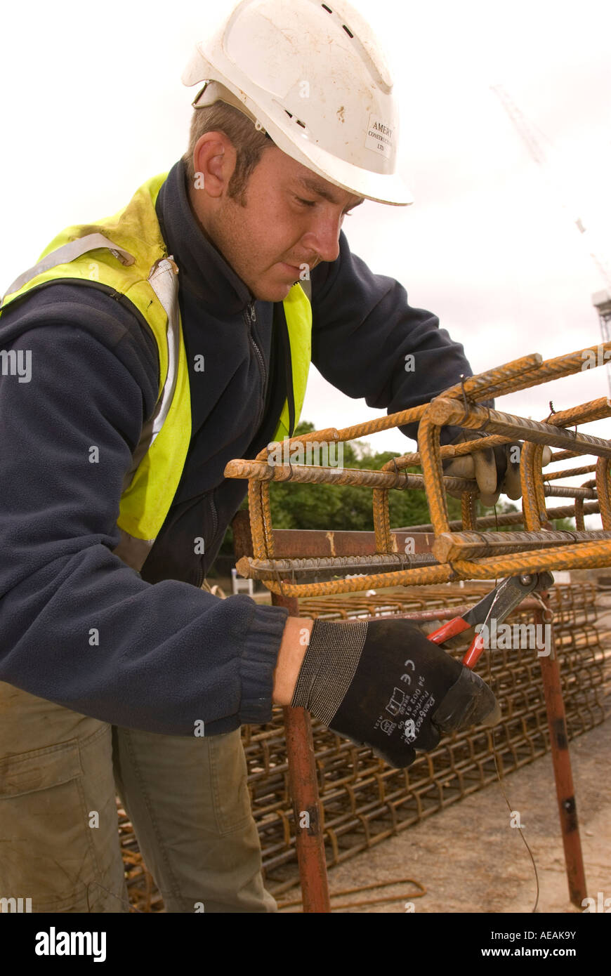 Steel worker working on Construction site near Milton Keynes, UK Stock ...