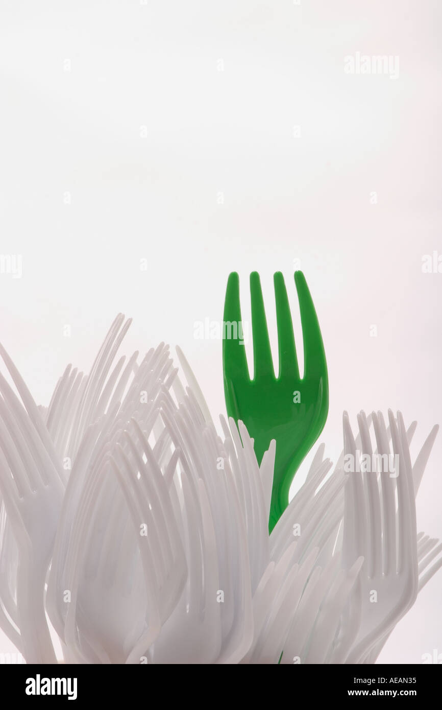Plastic fork forks green party hi-res stock photography and images - Alamy