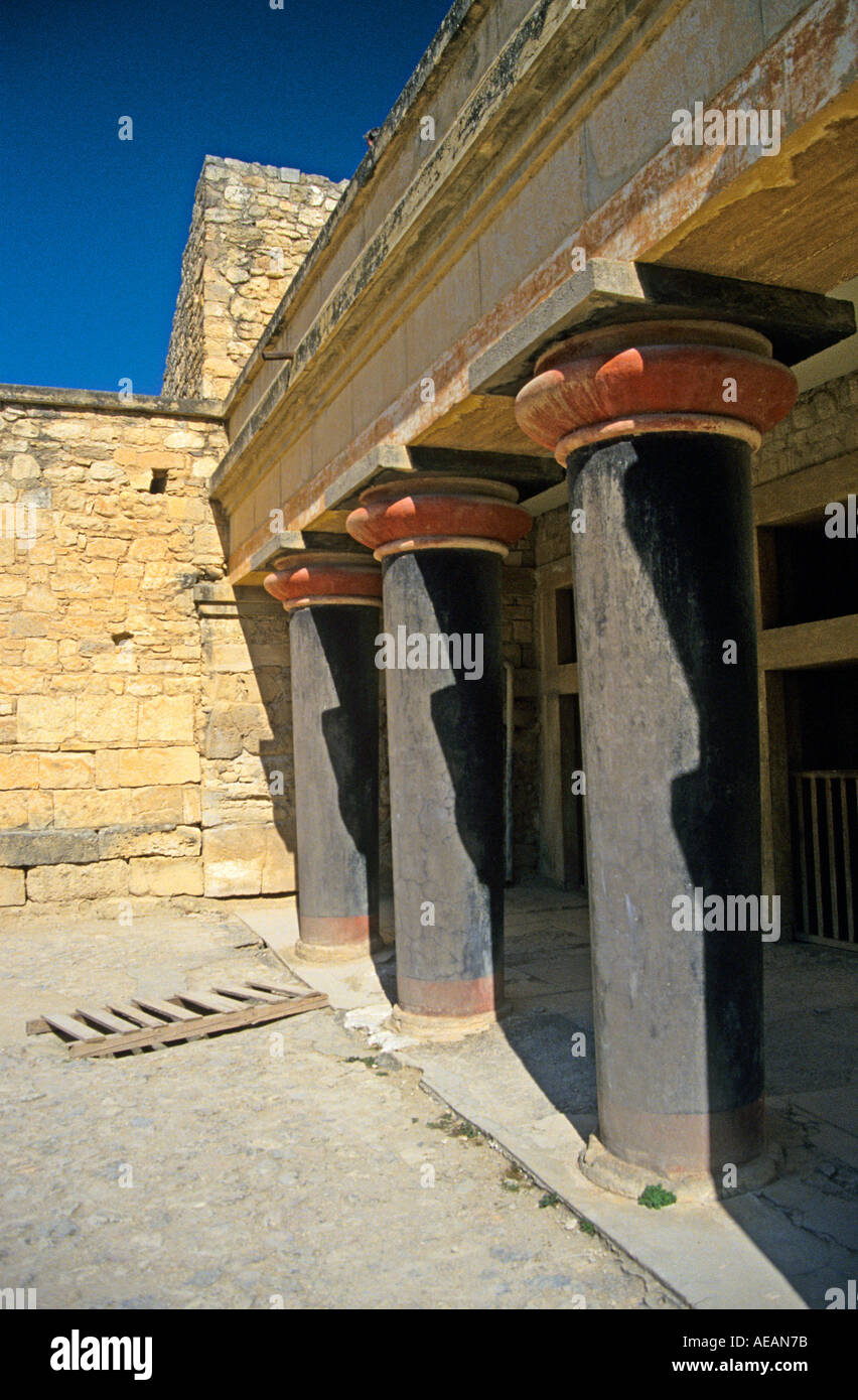 Columns Palace of King Minos Knossos Crete Greece Stock Photo - Alamy